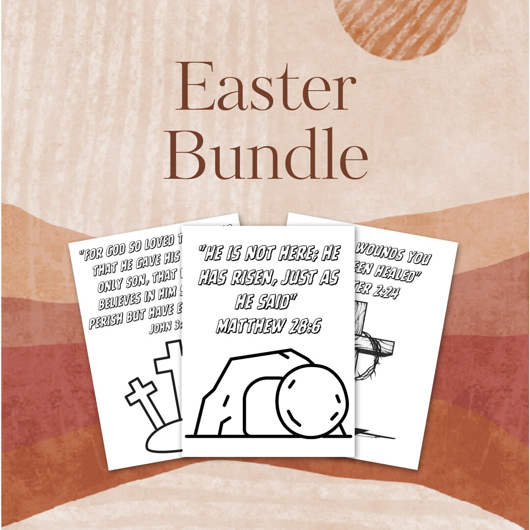 Easter Kids Coloring Page Bundle | Bible Verse Drawing Art Sheets ...