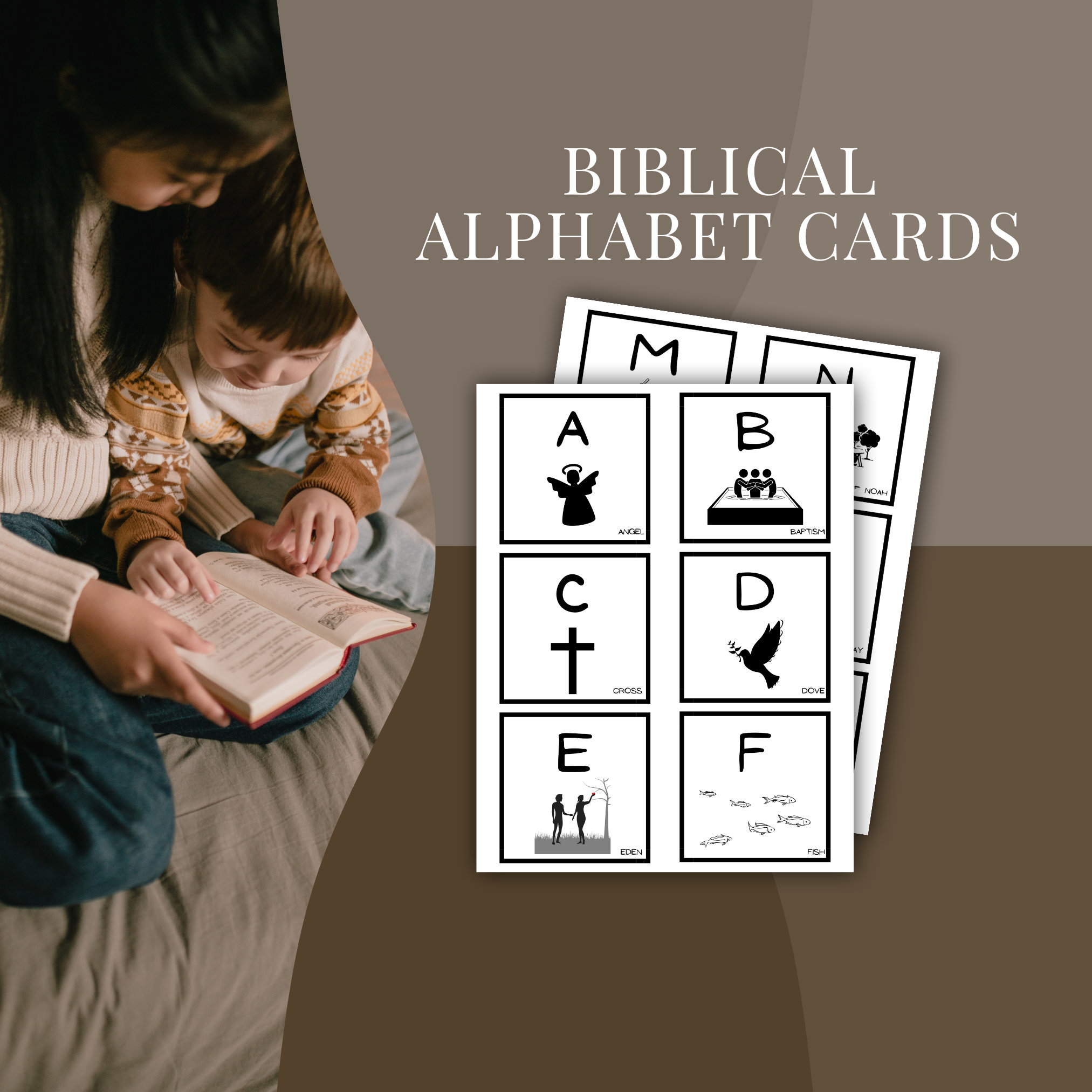 Biblical Alphabet Cards Print Out Digital Download | ABC Flashcards ...