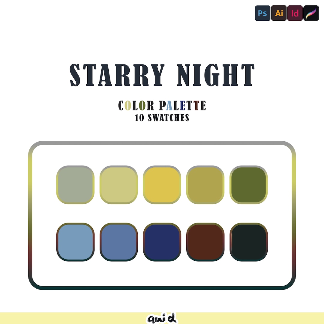 Starry Night Color Palette I Procreate Photoshop Set I 10 - Etsy
