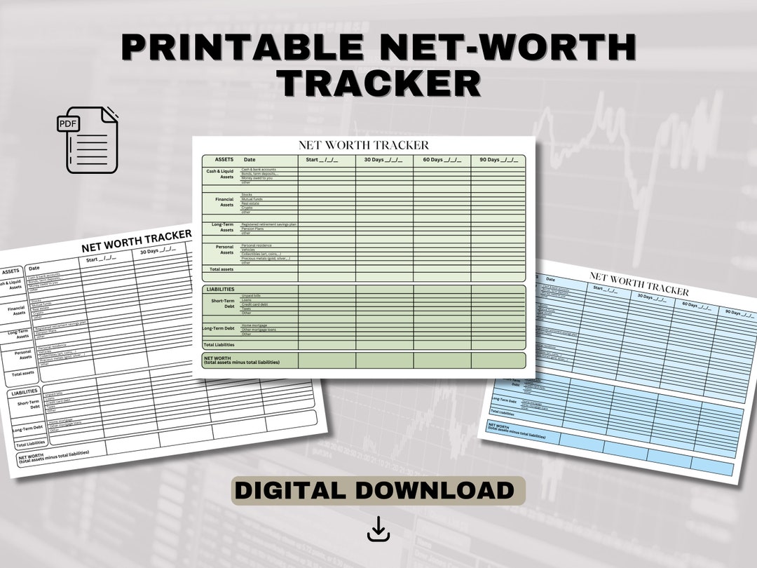 Printable Net Worth Tracker, Digital Planer, PDF Net Worth Tracker ...