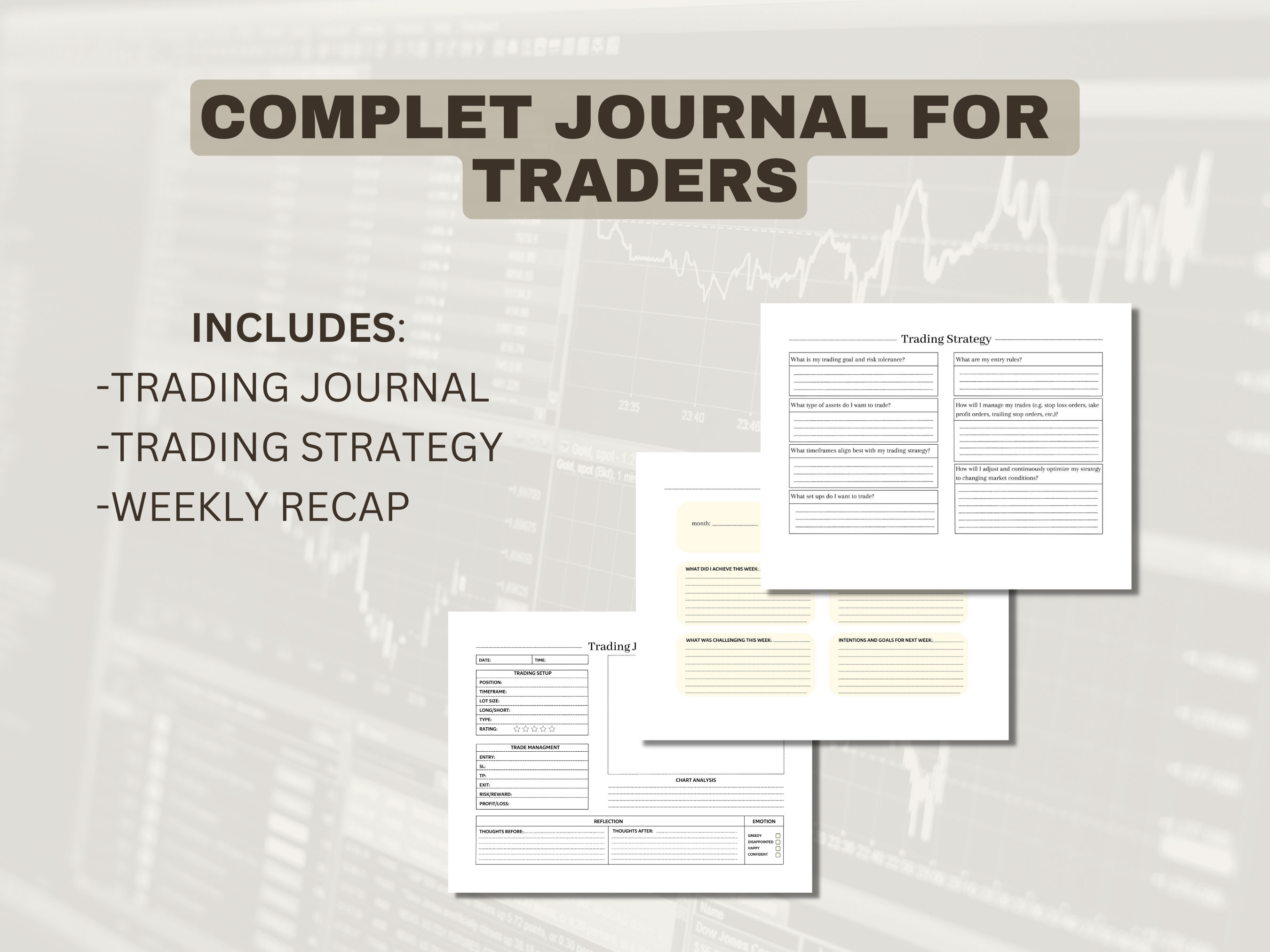 Trading Journal, Digital Planner, PDF Journal, Financial Planner, Stock ...