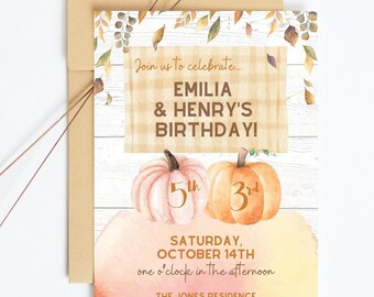 Fall Kid's Birthday Party Invitation, Editable Invitation Template, Kid ...