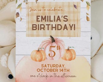Fall Kids Birthday Party Invitation, Editable Invitation Template, Kids ...