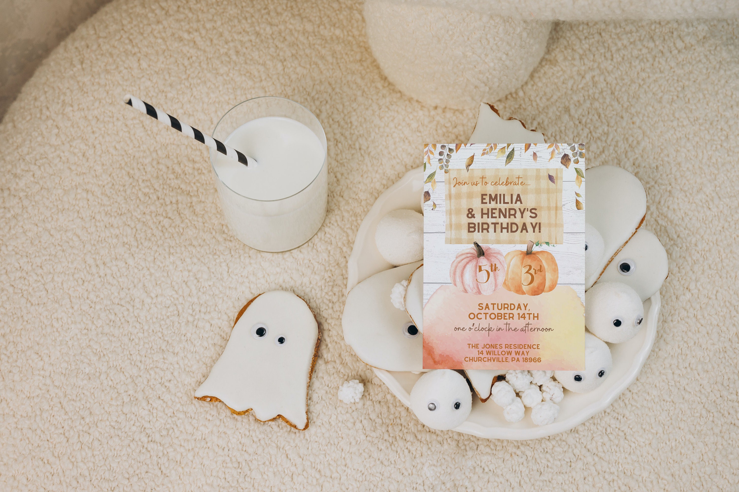 Fall Kids Birthday Party Invitation, Editable Invitation Template, Kids ...
