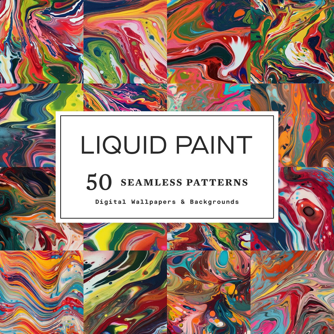 50 Liquid Paint Seamless Patterns, Colorful Abstract Digital Tiles ...