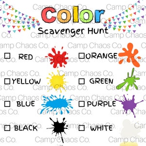 Printable Color Scavenger Hunt Color Scavenger Hunt Printable Scavenger ...