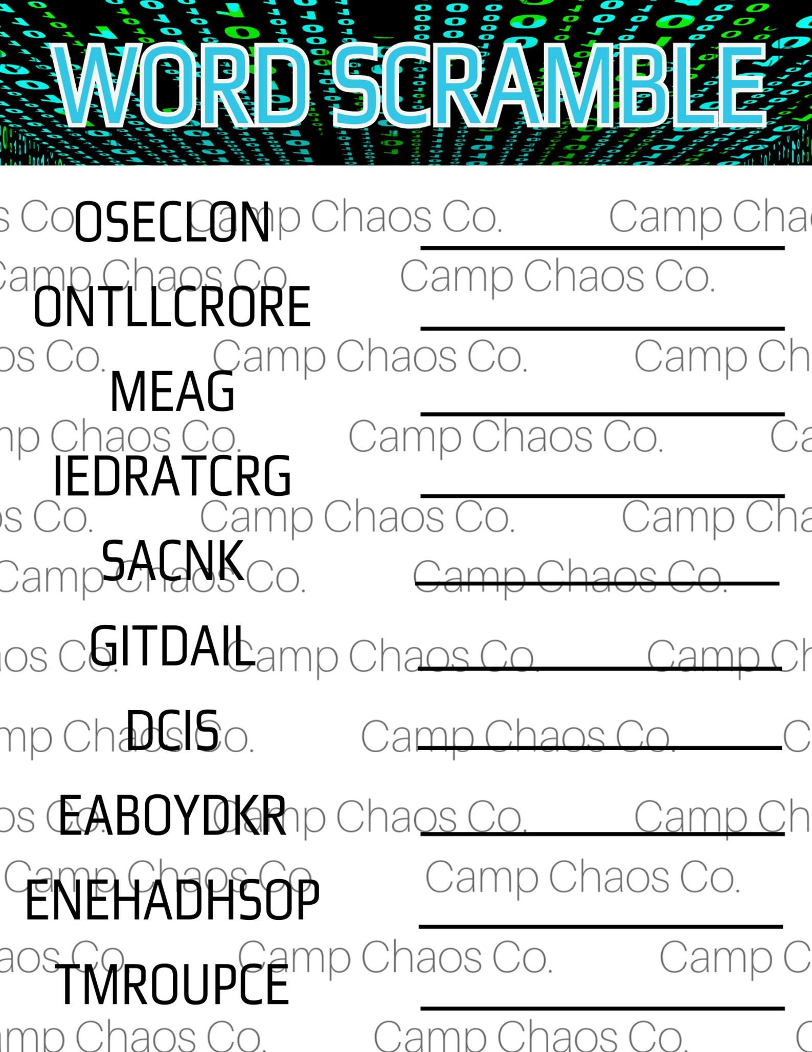 Printable Word Scramble With Answer Keys Video Game Theme - Etsy