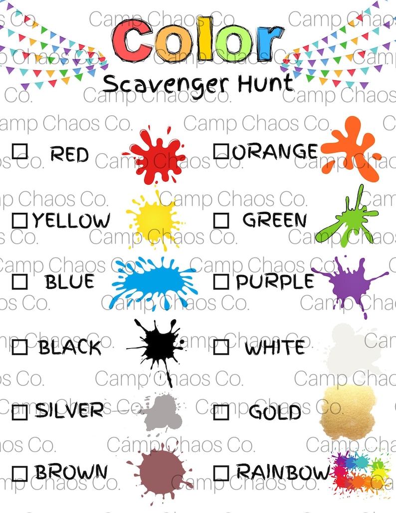 Printable Color Scavenger Hunt Color Scavenger Hunt Printable Scavenger ...