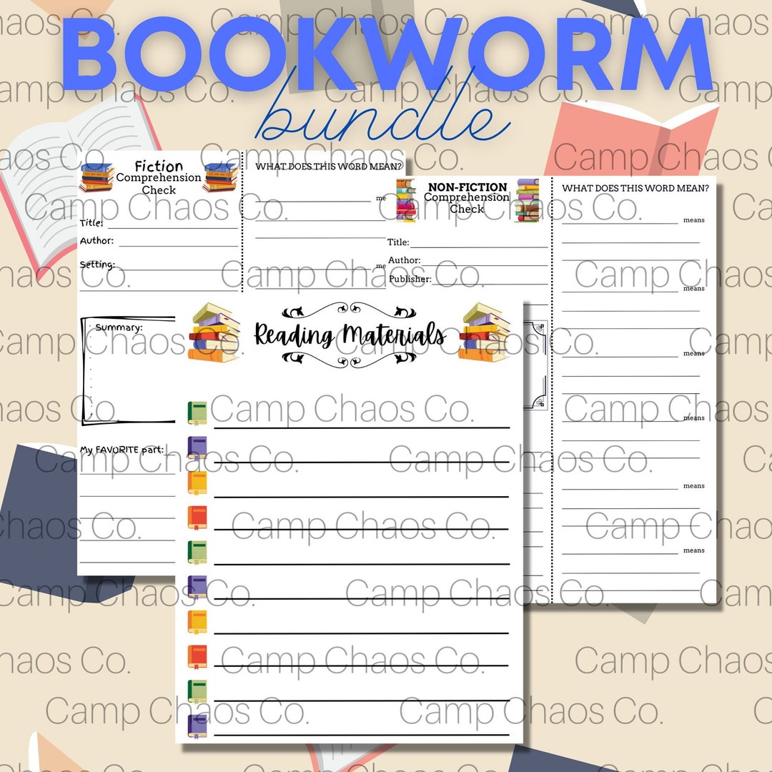 Printable Bookworm Bundle | Reading Comprehension Bookmarks & Reading ...