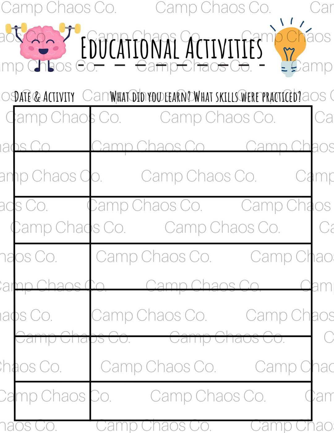Printable Activities Log Printable Record Keeper - Etsy