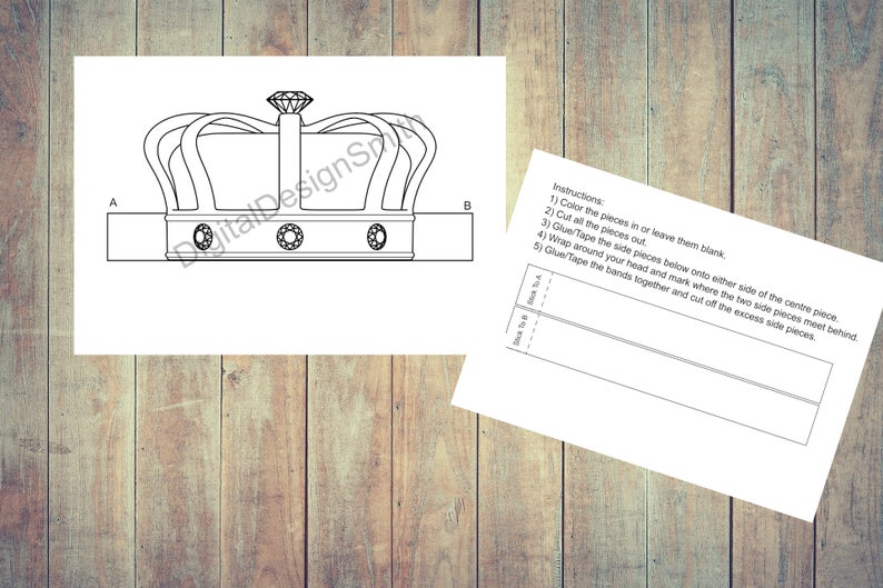 Crown Paper Template Paper Crown Headband Printable Kids Craft Costume ...