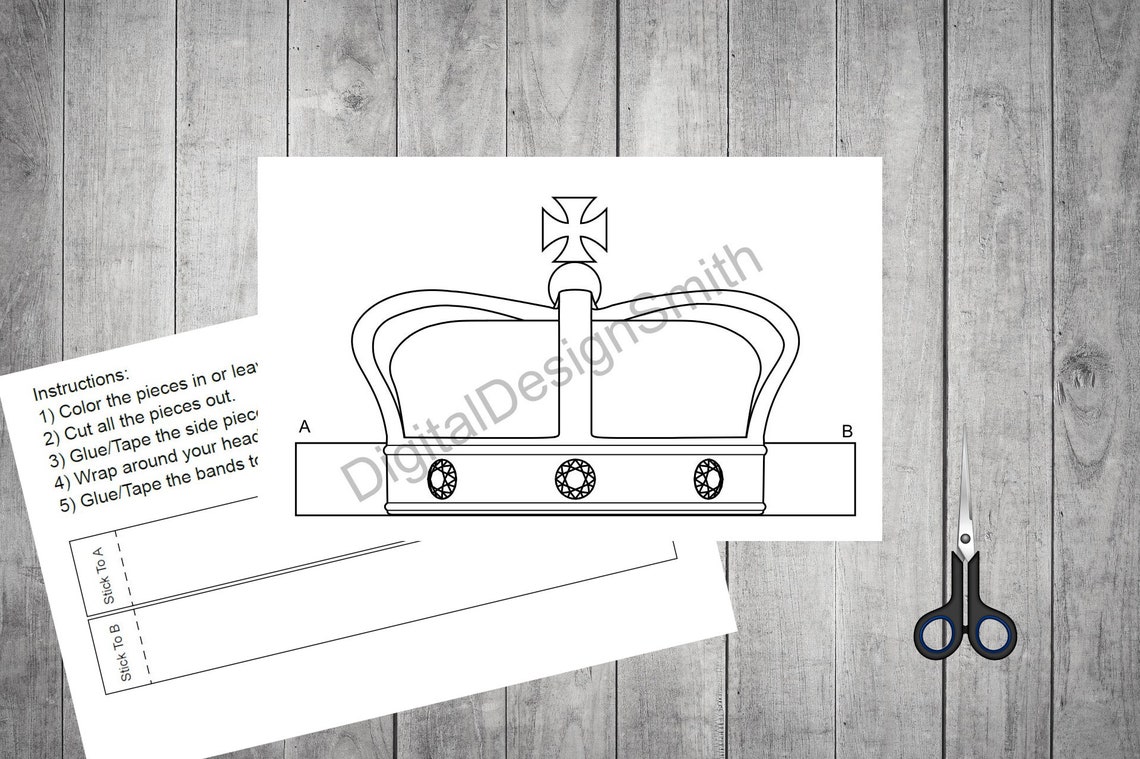 Crown Paper Template Paper Crown King Charles Printable - Etsy