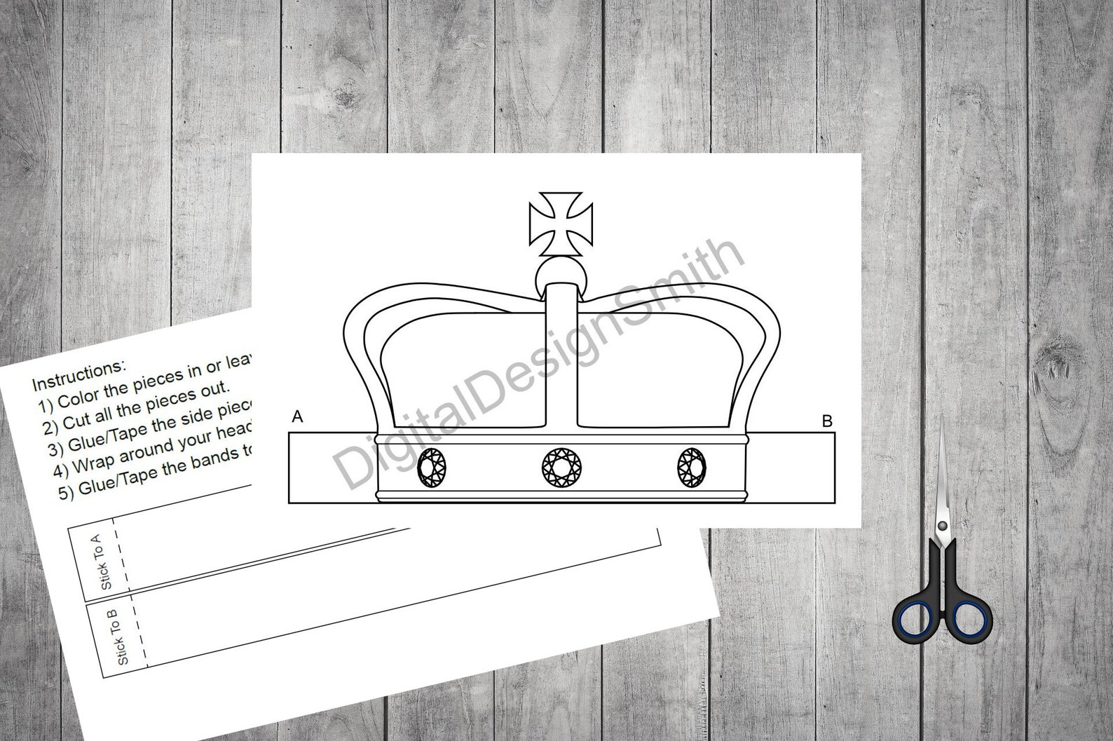 Crown Paper Template Paper Crown King Charles Printable - Etsy