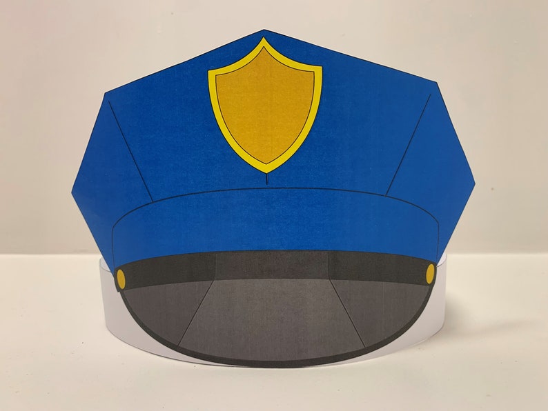 Policeman Hat Paper Template - Paper Crown - Headband - Printable ...