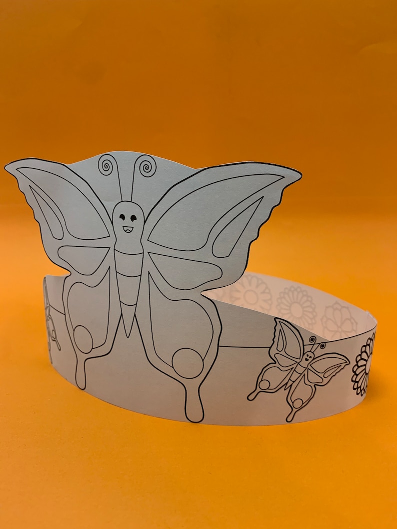 Butterfly Paper Crown Template – Printable Coloring Craft (instant ...