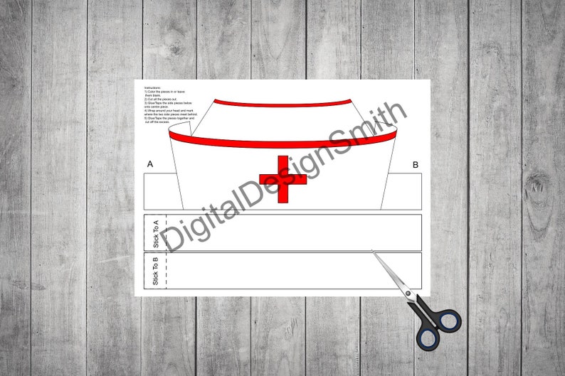Doctor Hat Paper Crown Template - Nurse Hat- Paper Crown - Headband ...