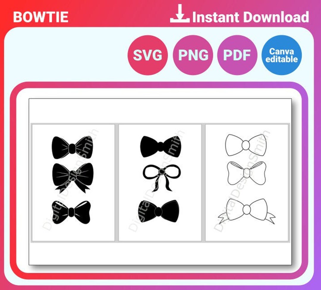 Bowtie, tie, SVG, PDF, PNG, printable, craft, bow tie svg, bow clipart, bow image, bundle - Etsy ...