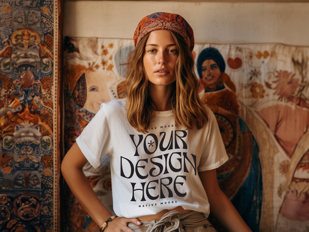 Bella Canvas 3001 White Tshirt Mockup, Fashion T-shirt Mock Up, Boho ...