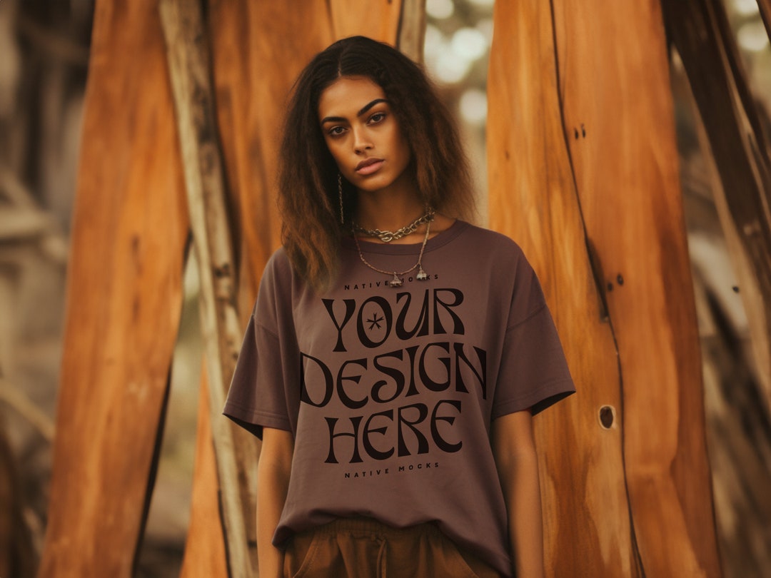 Gildan 5000 Russet Tshirt Mockup, Fashion T-shirt Mock Up, Oversize ...