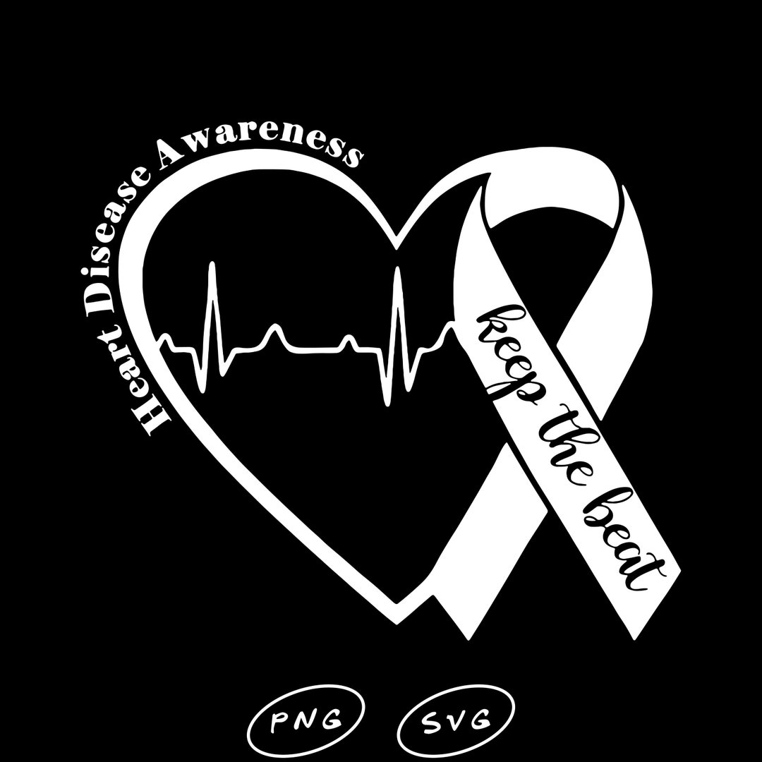 Heart Disease Awareness Ribbon Heart Svg Bundle, Heart Disease Svg ...