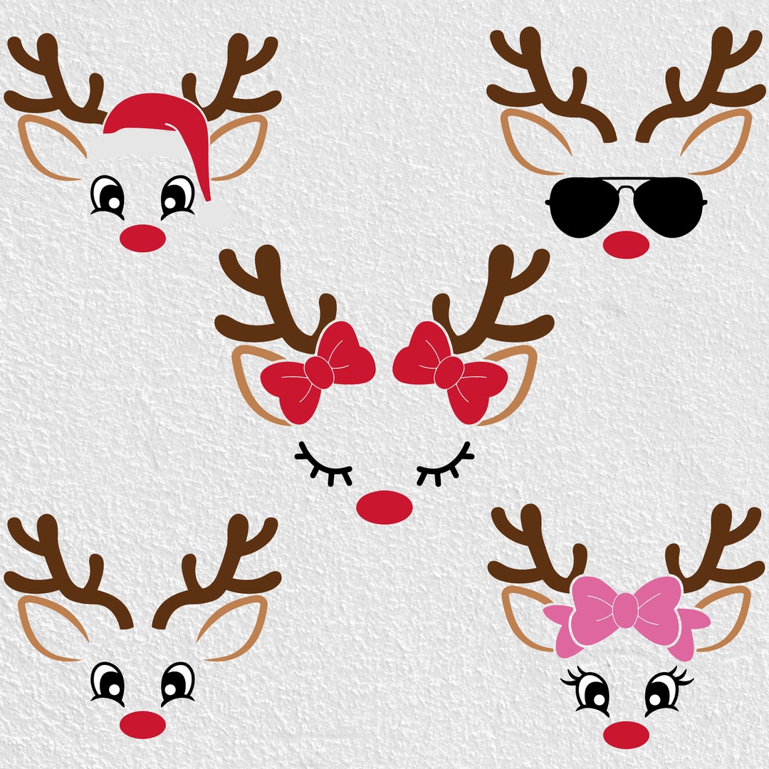 5 Reindeer SVG Reindeer Face Svg Christmas Reindeer Svg - Etsy