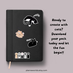 Digital Cat Sticker Pack PNG - Cute Downloadable Cat Stickers for ...