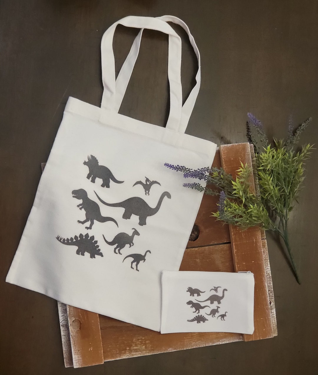 Dinosaur Tote With Matching Zip-up Pouch - Etsy