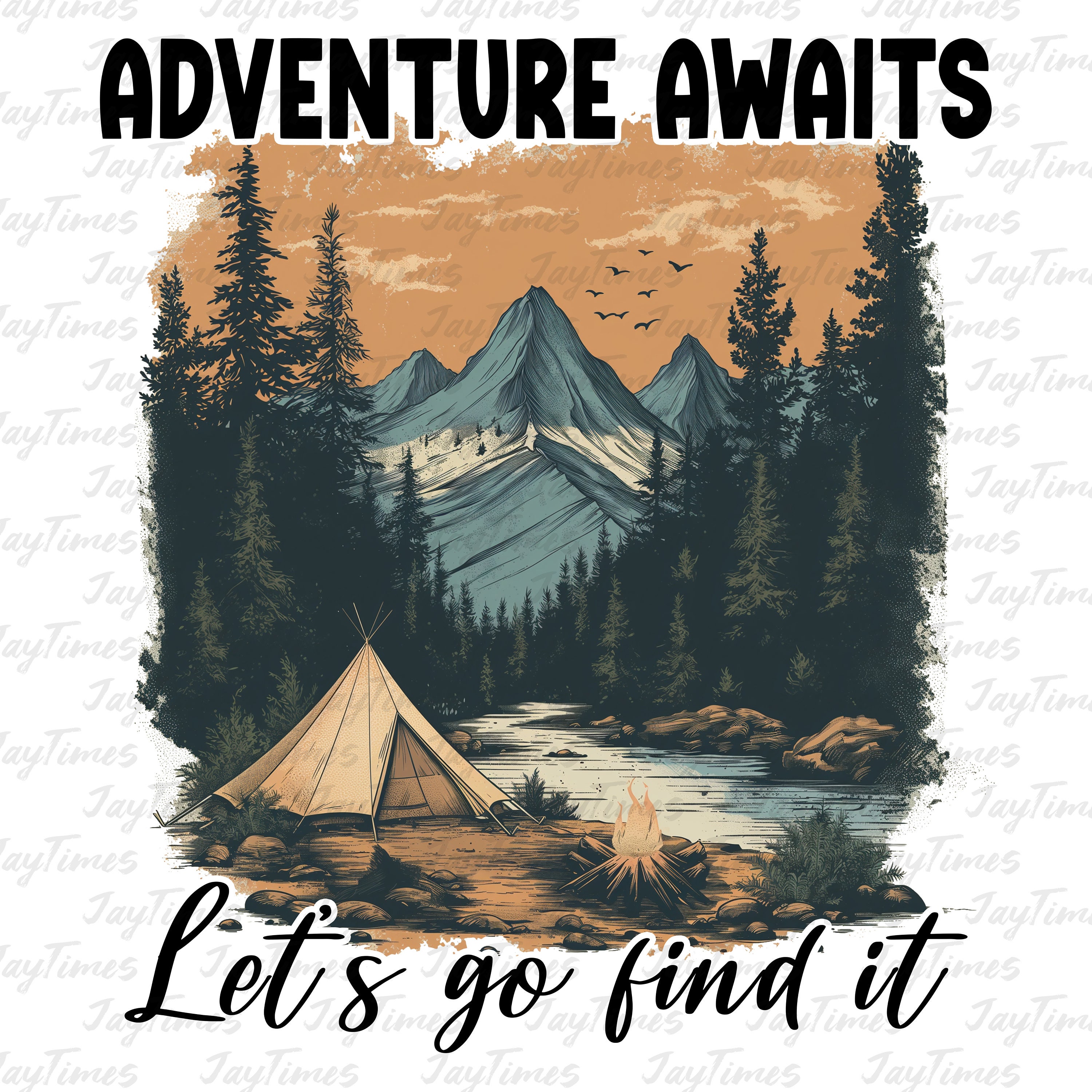 Adventure Awaits Camping PNG, Camping Sublimation Design, Retro Camping ...