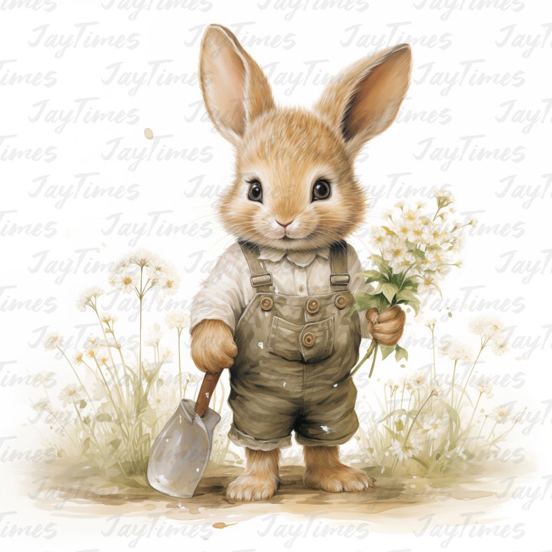 6 Cute Bunny in the Grass JPG Clipat, Eastern Bunny Clipart, Digital ...