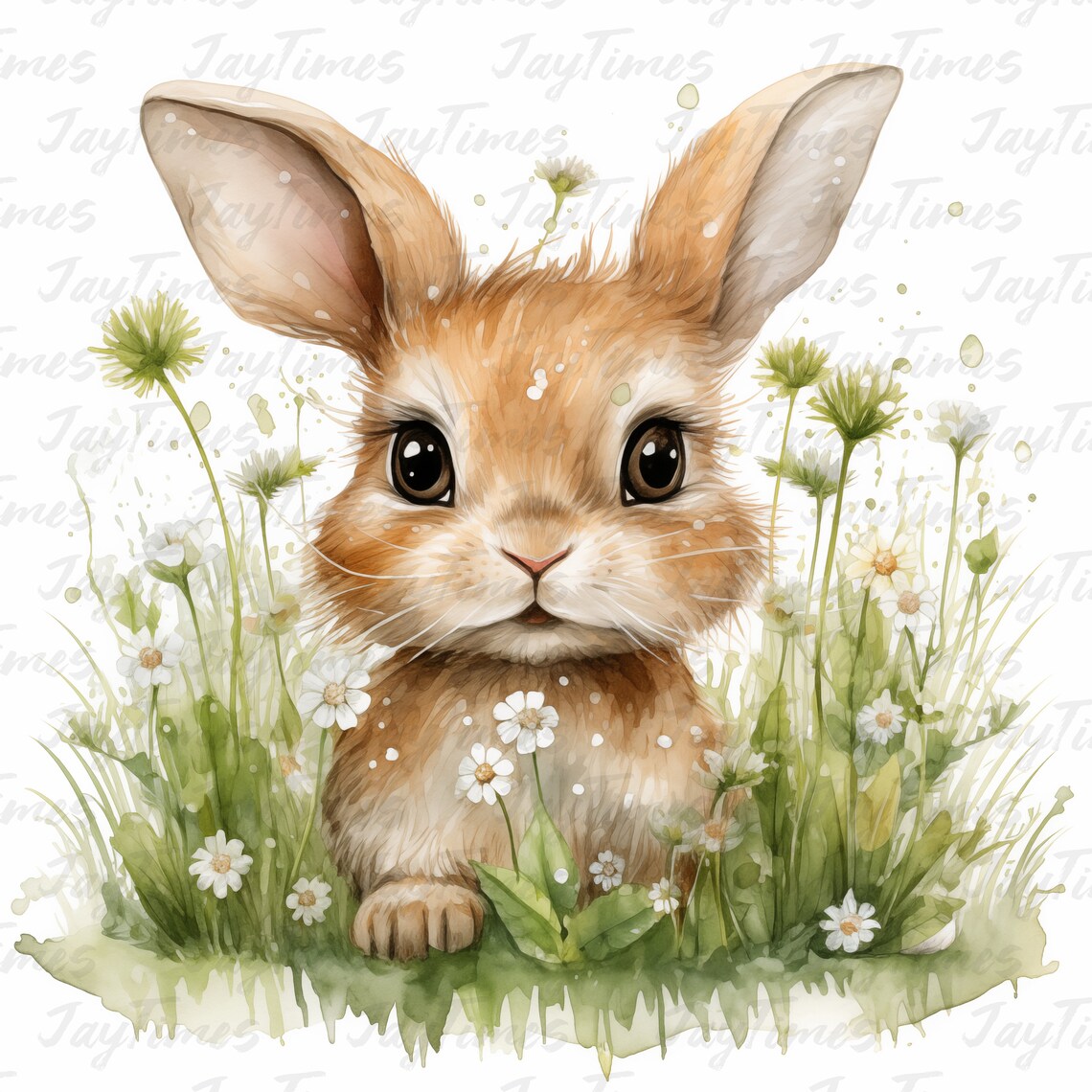 6 Pink Bunny Clipart, Easter Bunny JPG, High Quality Watercolor Bunny ...