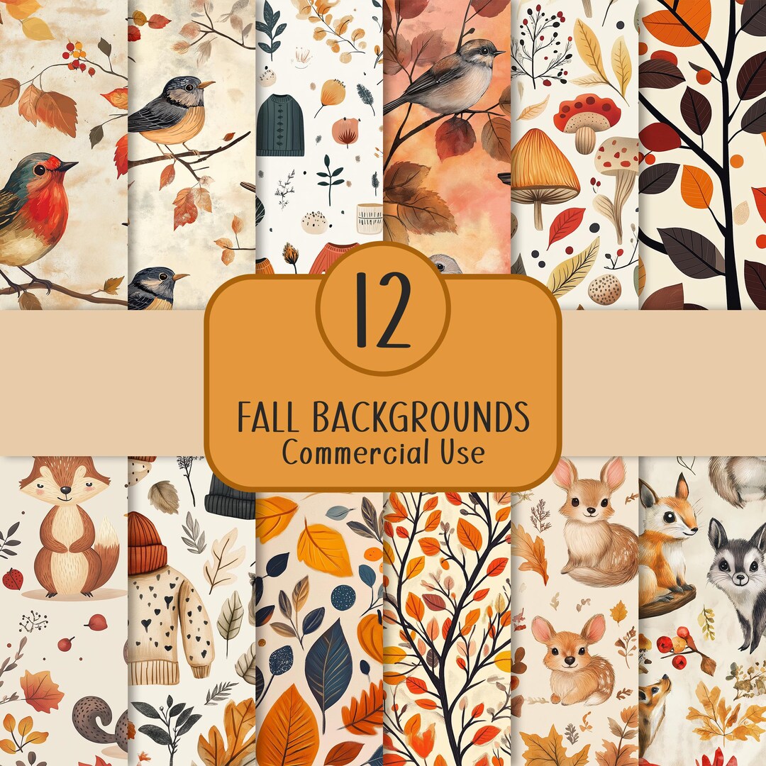 Fall Digital Paper, Autumn Background Digital Scrapbooking Paper ...