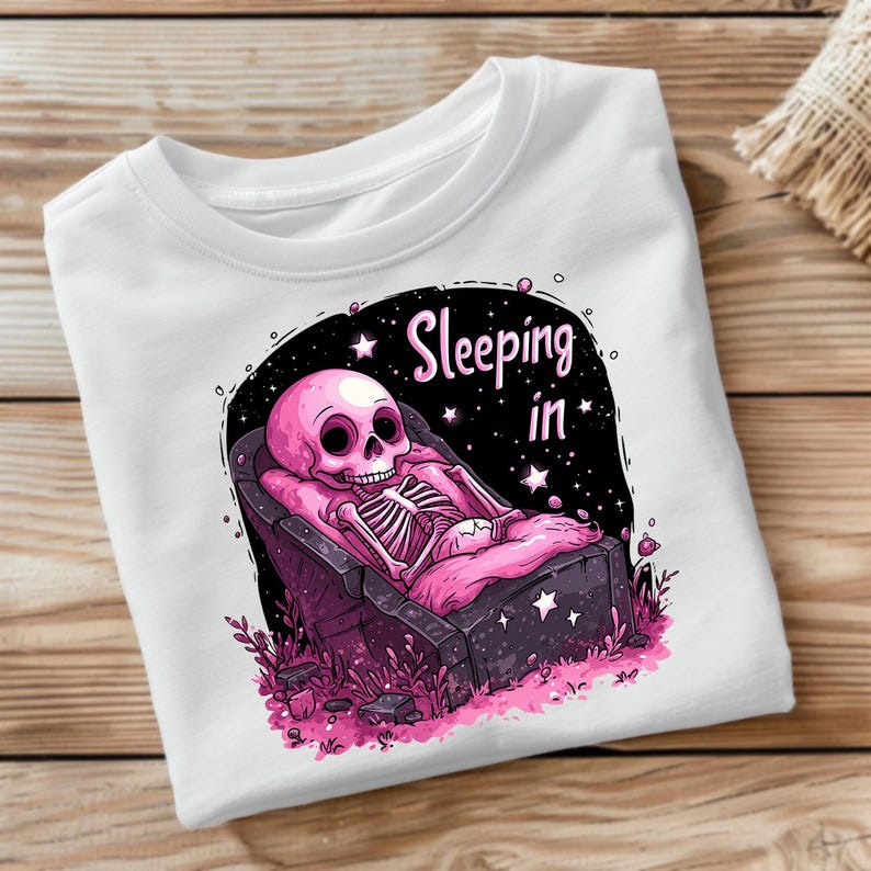 Snarky Skeleton Sleeping in Grave PNG, Cute Reaper Sublimation Design ...