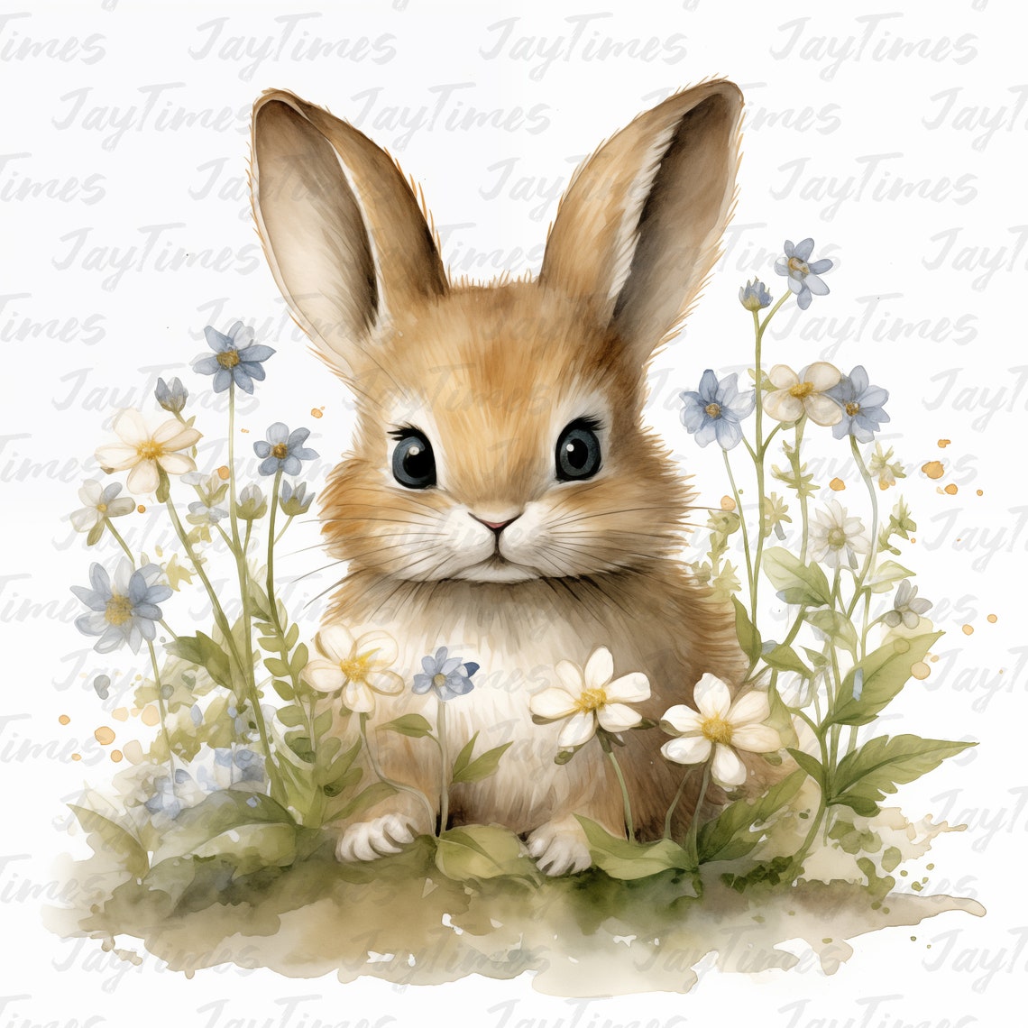 6 Pink Bunny Clipart, Easter Bunny JPG, High Quality Watercolor Bunny ...