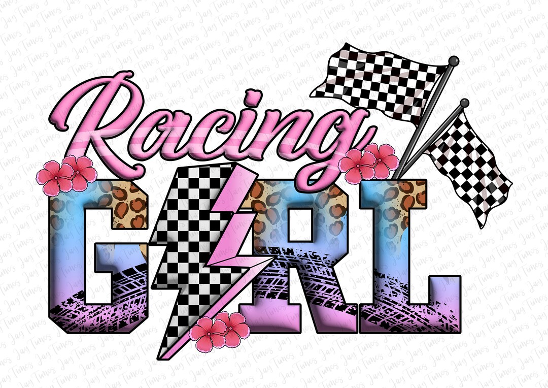 Racing Girl PNG Sublimation Design, Checkered Flag Png, Racing Png ...
