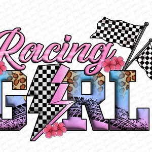 Racing Girl PNG Sublimation Design, Checkered Flag Png, Racing Png ...