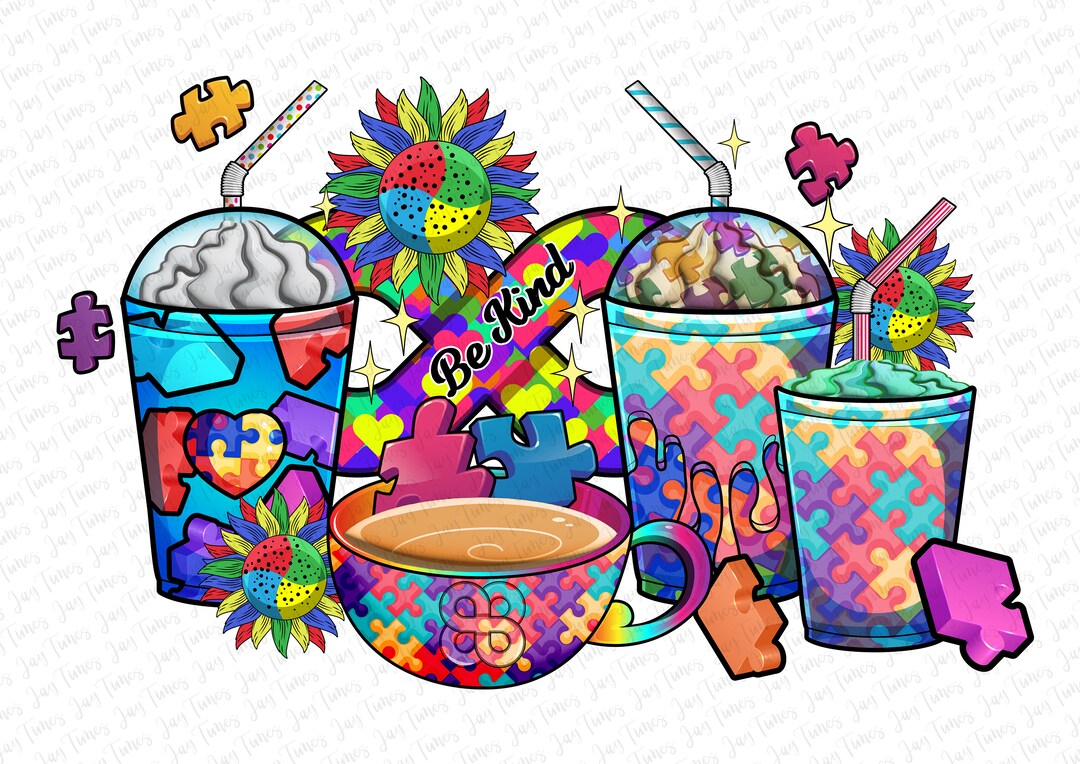 Autism Coffee Cups Png, Autism Awareness Day Png, Sublimation Design ...
