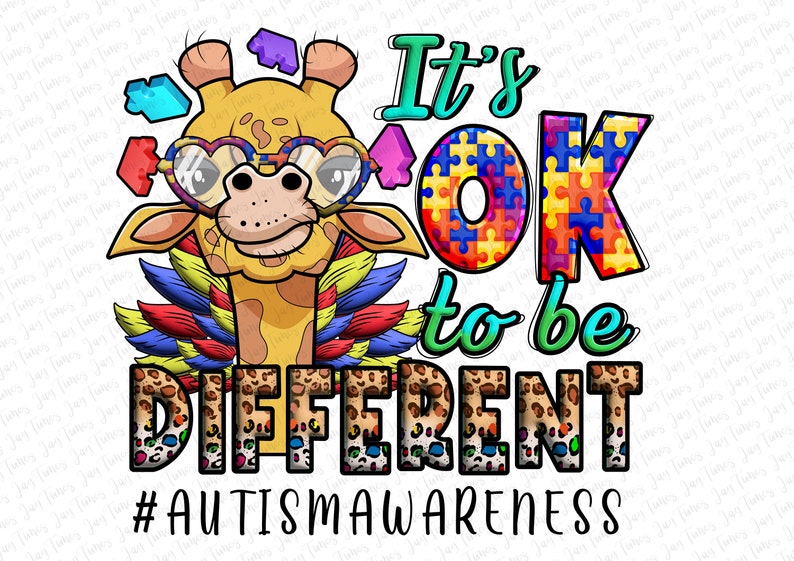 It's Ok to Be Different PNG, Autism Giraffe PNG, Autism Awareness ...