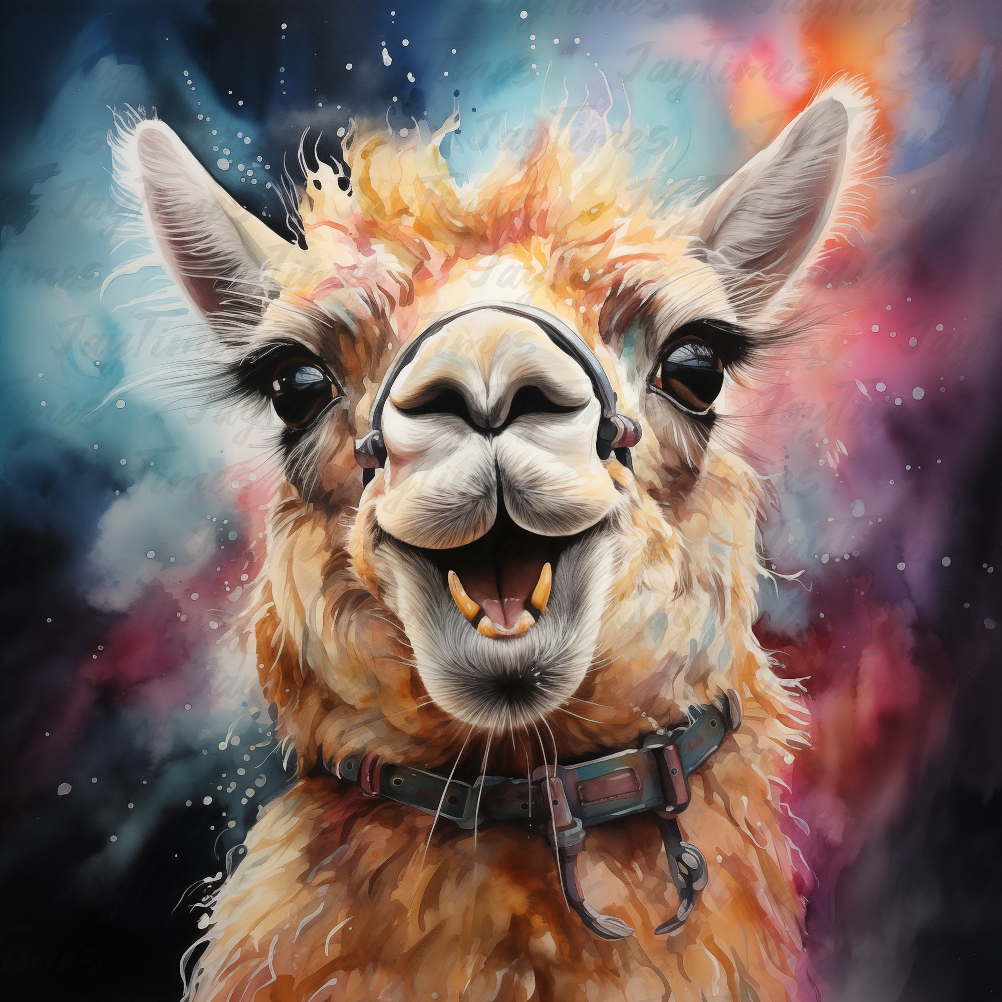 Funny Lama Clipart, Watercolor Smiling Lama, Lama Digital Download ...