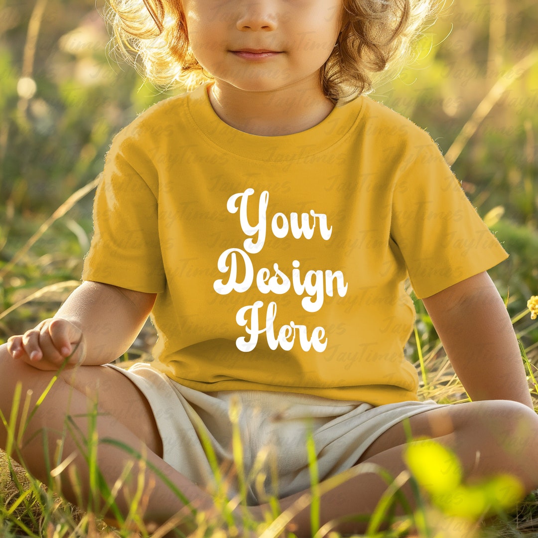 Rabbit Skins 3322 Butter Color Mockup, Baby Tee Shirt Mock, Aesthetic ...