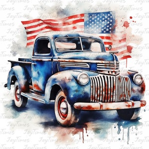 American Old Vintage Trucks Digital Downloads, Watercolor Trucks for ...