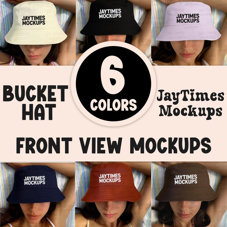 Bucket Hat Mockup BUNDLE Summer Bucket Hat Women Mock Bundle Female ...