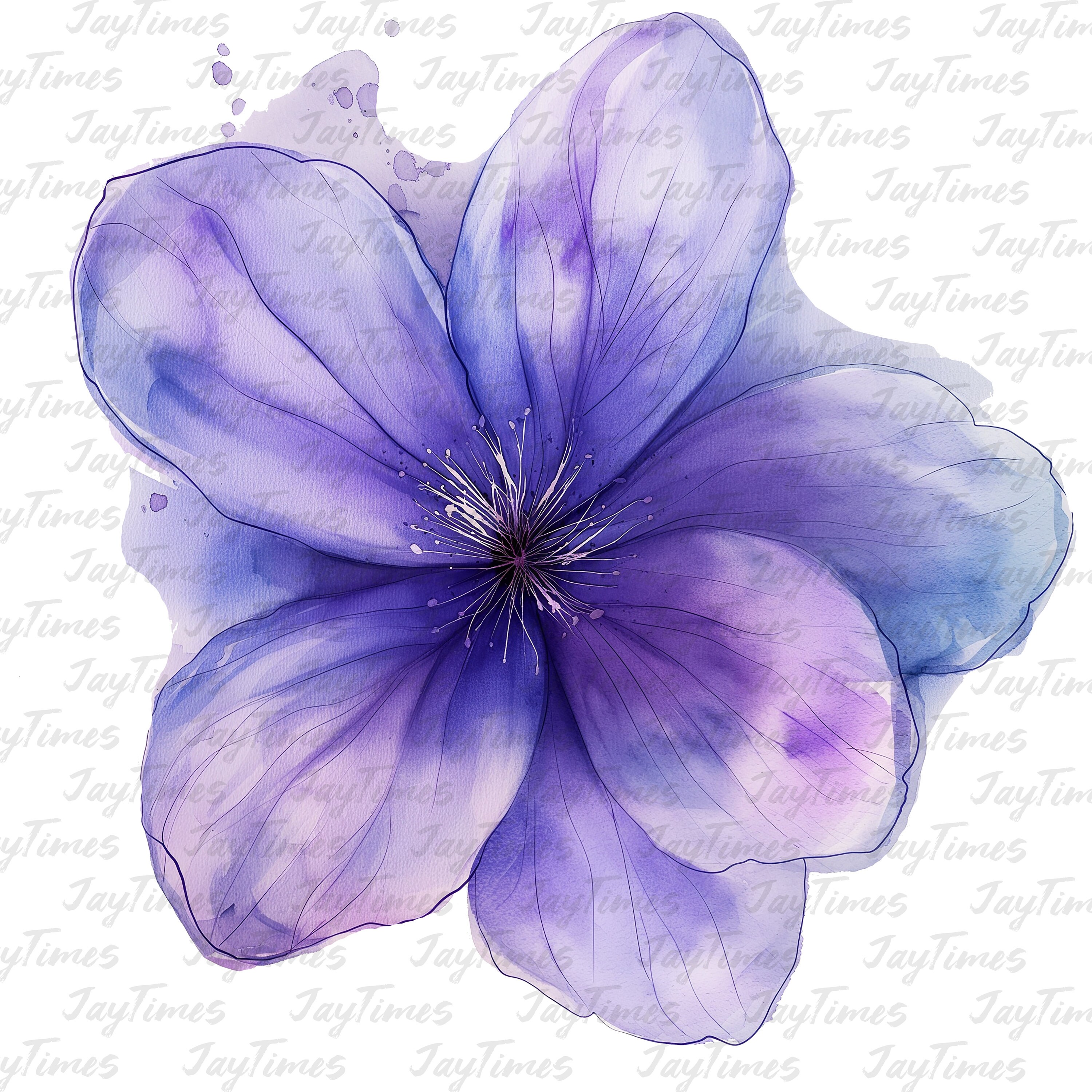 Watercolor Purple Flower PNG, Spring Botanical PNG, High Resolution ...