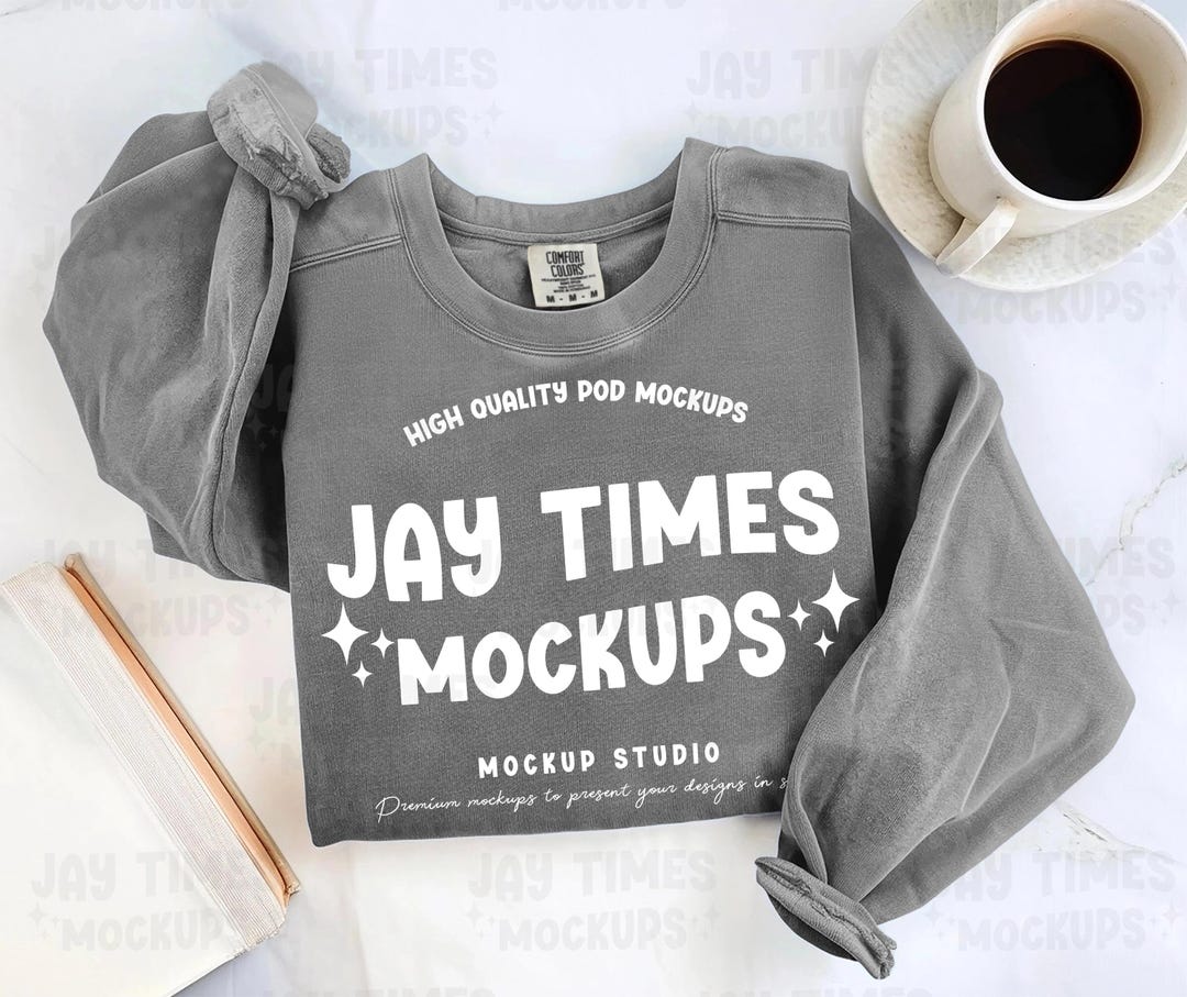 Comfort Colors Grey Mock-up, C1566 Grey Sweatshirt Mock, Flatlay Mockup ...