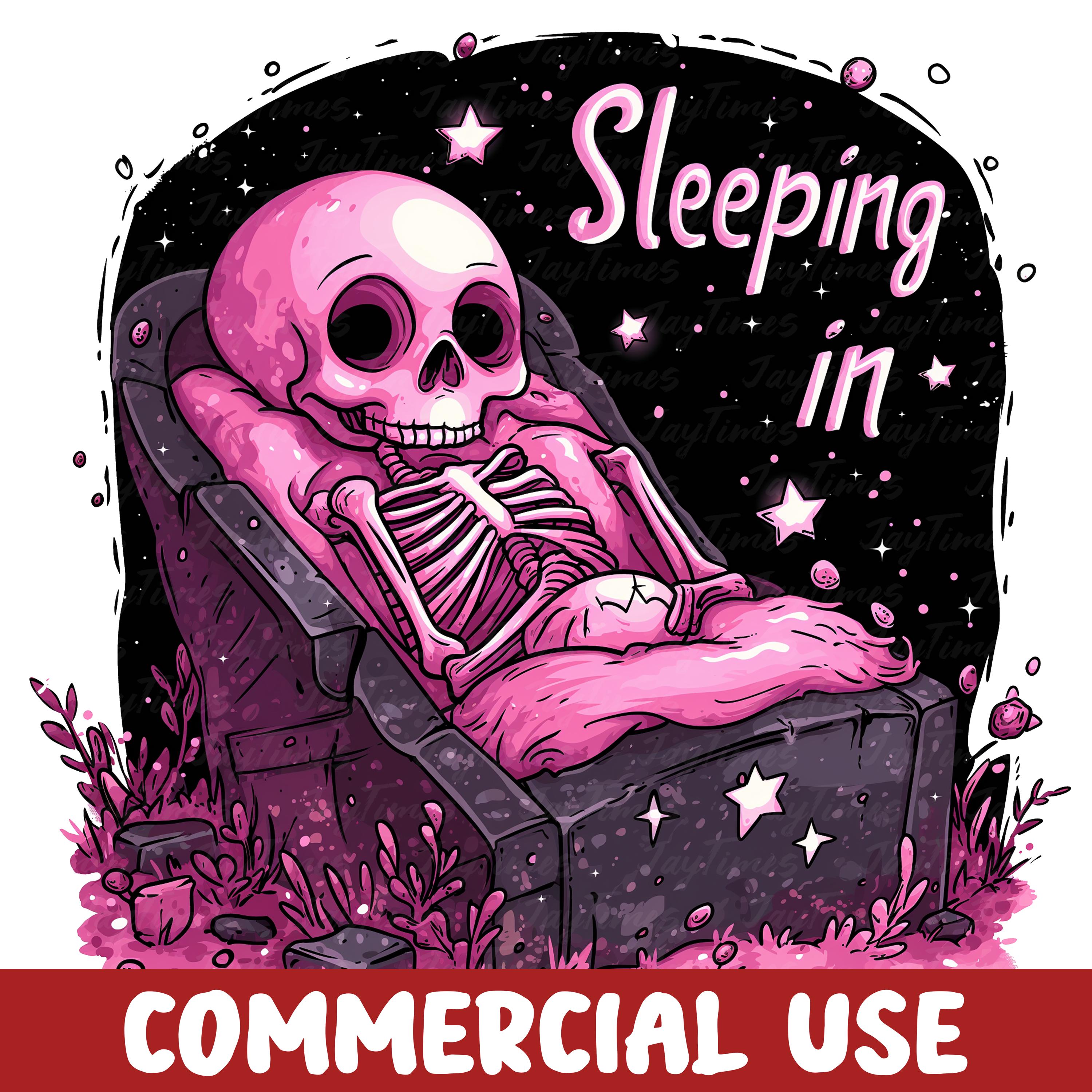 Snarky Skeleton Sleeping in Grave PNG, Cute Reaper Sublimation Design ...