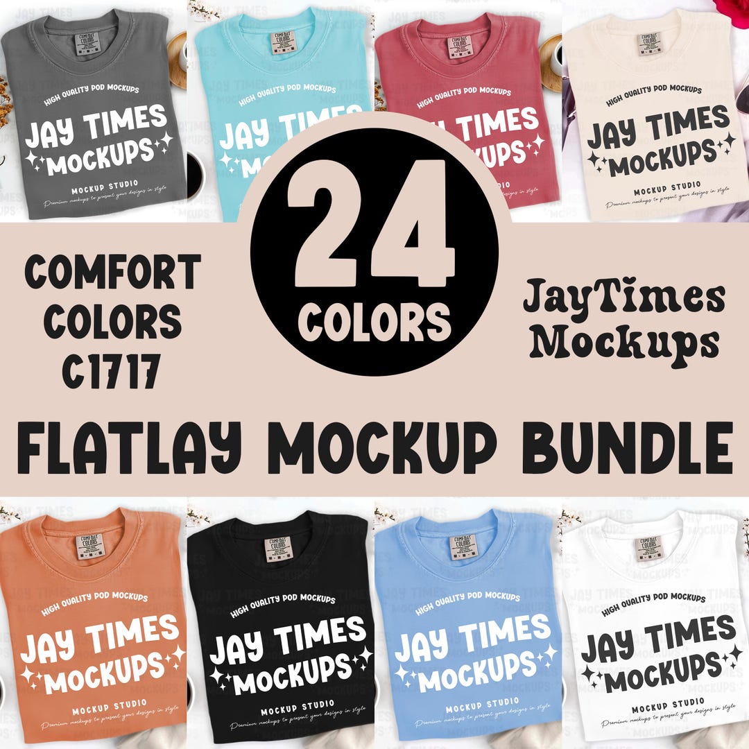 Comfort Colors 1717 Flatlay Bundle Tshirt Mockup Bundle C1717 Bundle ...