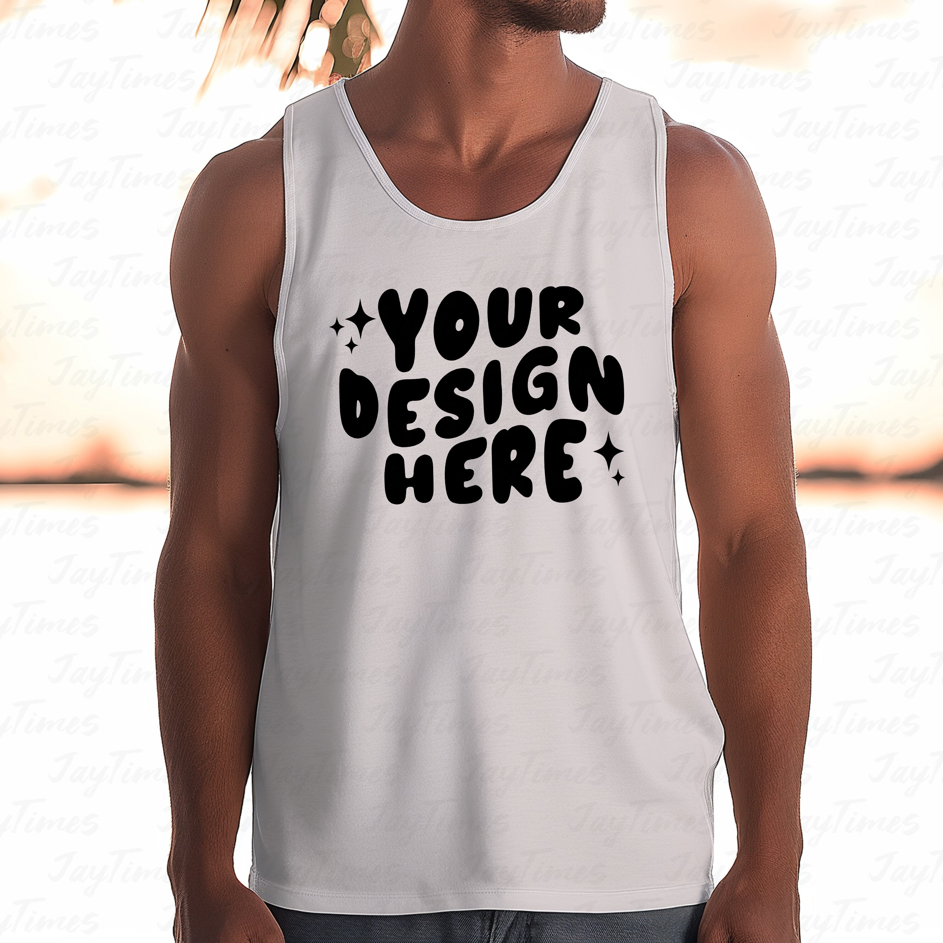 White Gildan 5200 Tank Top Mock-up, Summer Tank Top, Beach Tank Top ...
