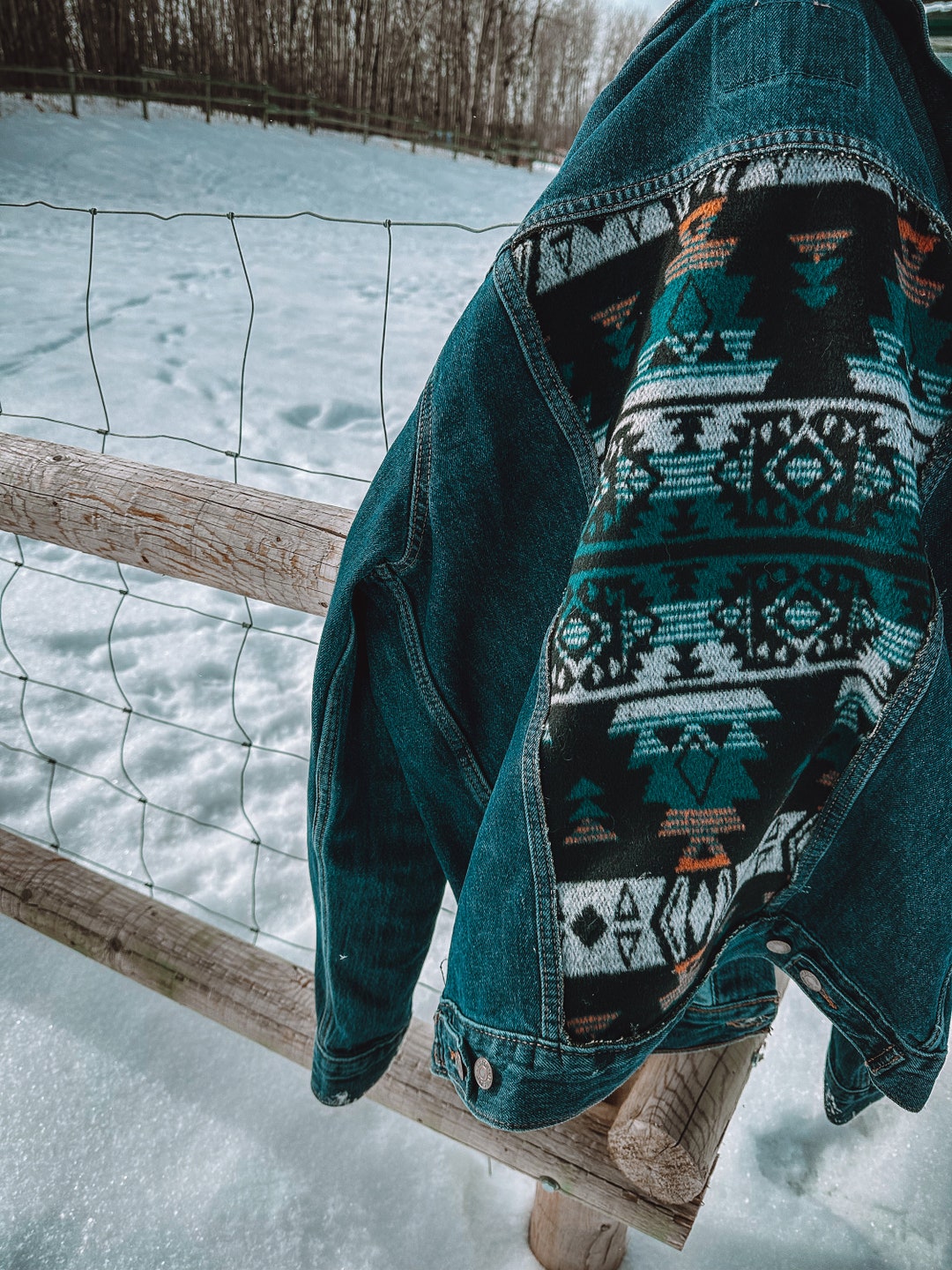 Aztec Denim Jacket / Western Jacket / Jacket / Denim Jacket / Western ...