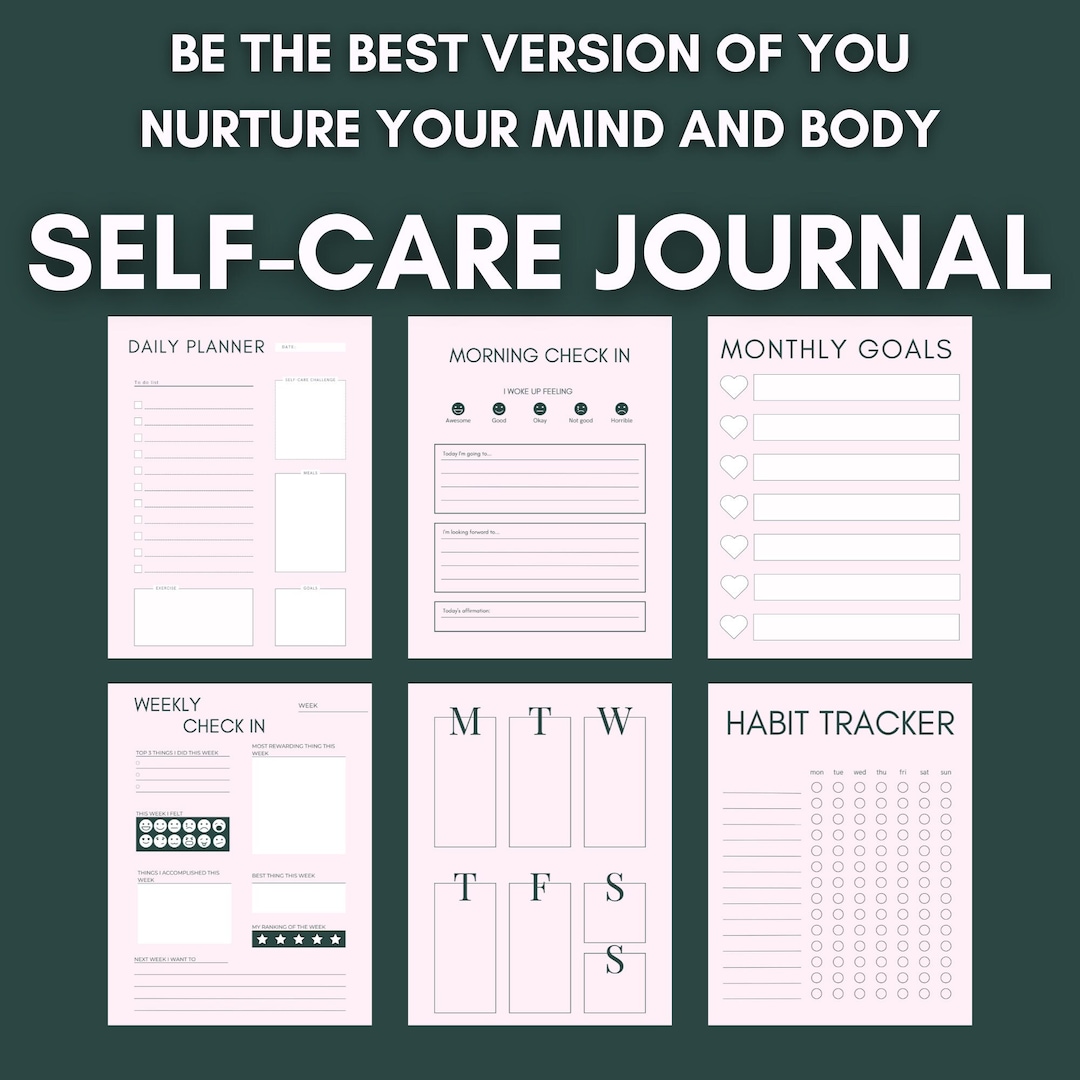 Printable Self-care Journal | Daily Planner | Reflections, Goals, Meal ...