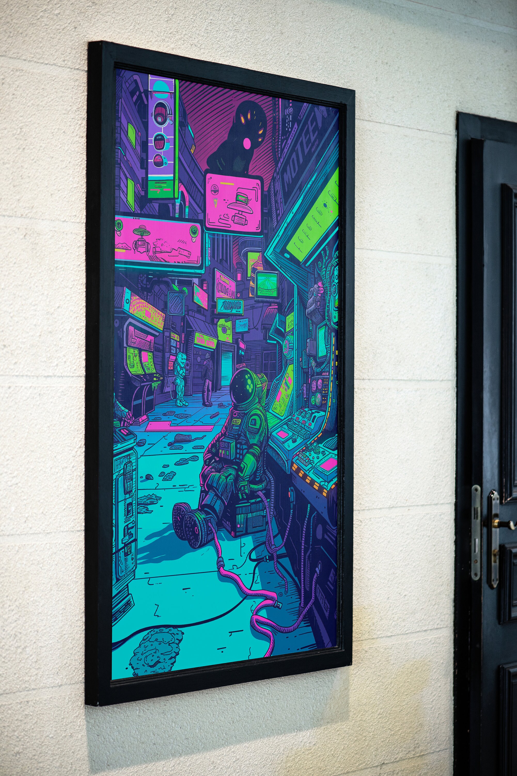 Cyberpunk Arcade Odyssey Futuristic Game Room Art Print Neon Sci-fi ...