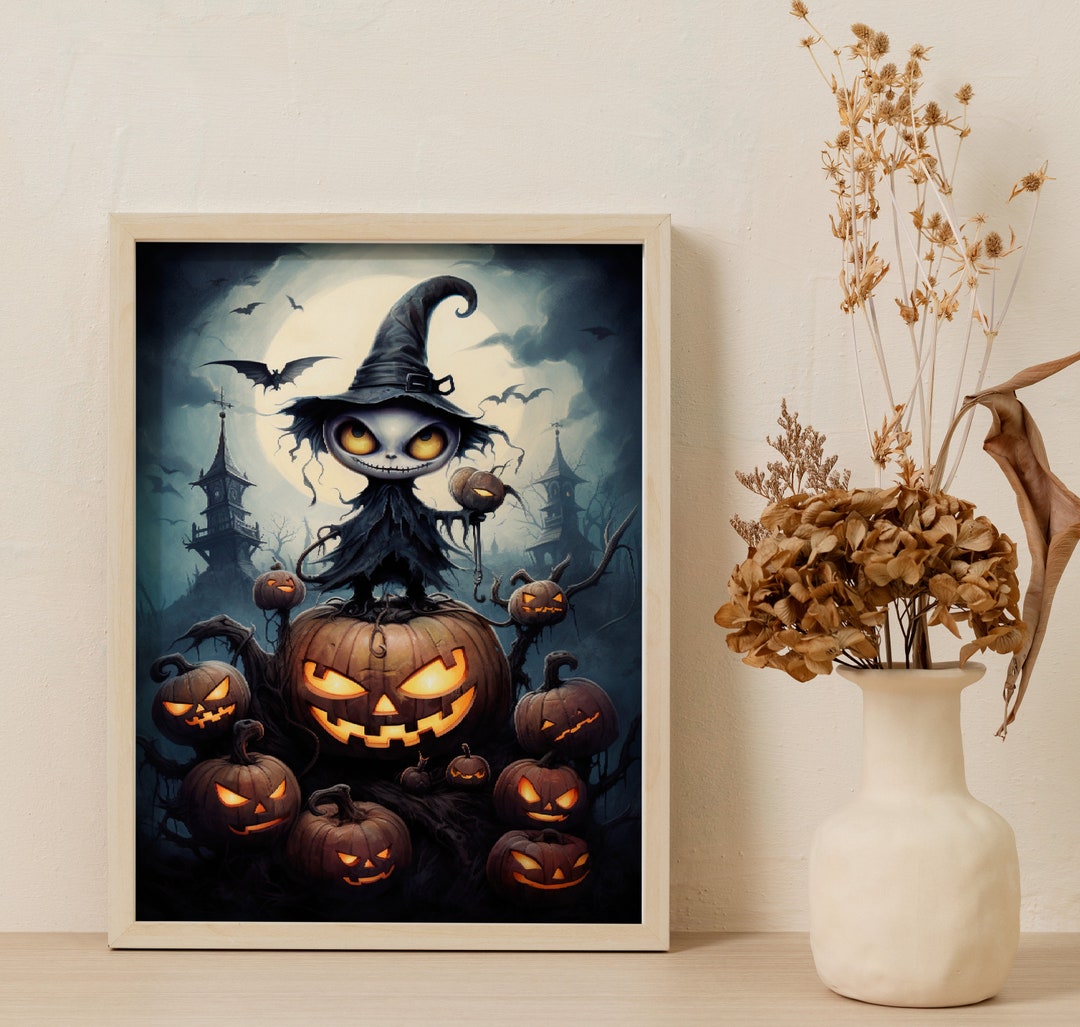 Printable Spooky Halloween Wall Art, Cute Ghost Ghoul Print, Halloween ...